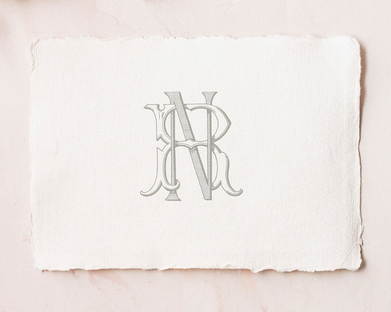 Vintage Wedding Monogram NR RN - Wedding Invitation, Digital Download ...