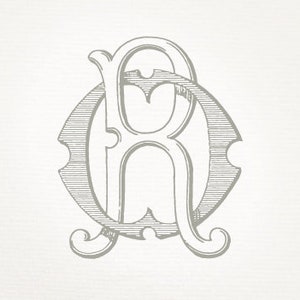 Vintage Wedding Monogram RO OR - Wedding Invitation, Digital Download ...