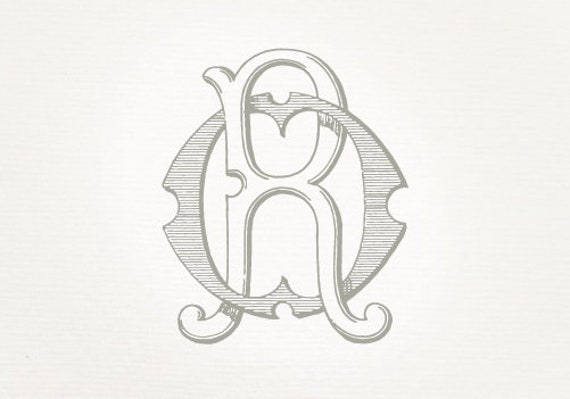 Vintage Wedding Monogram RO OR Wedding Invitation Digital - Etsy