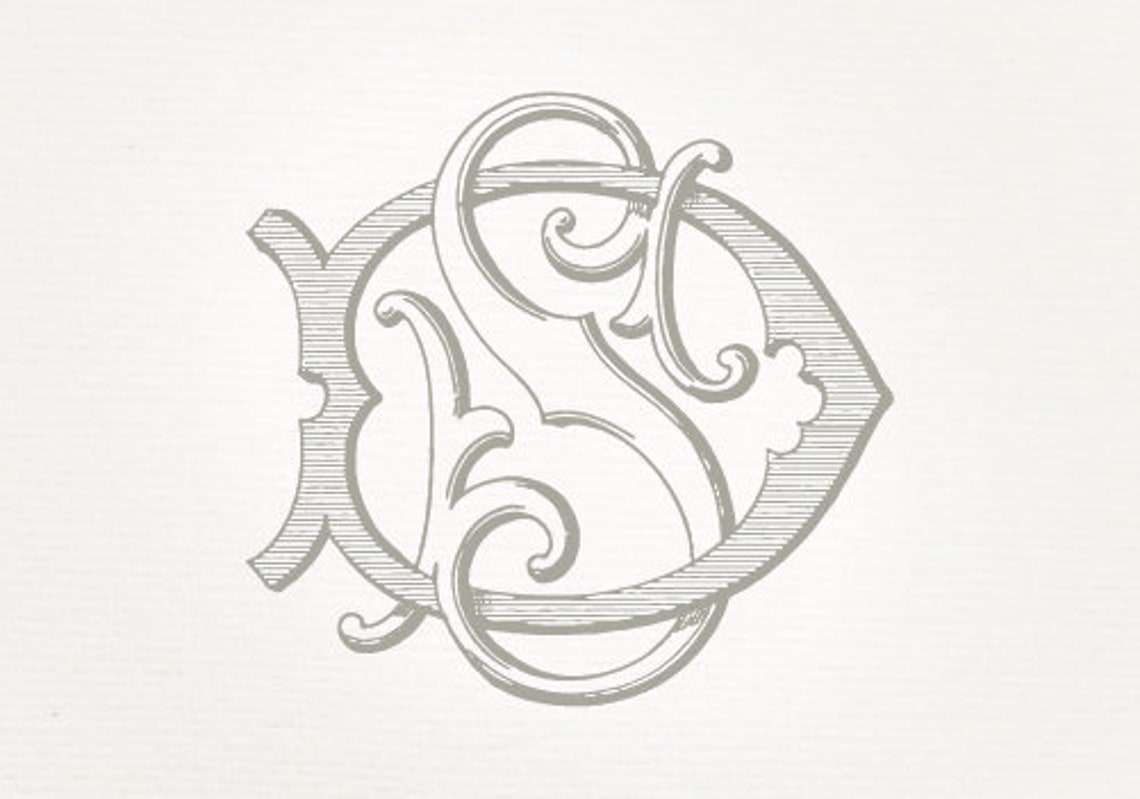 Vintage Wedding Monogram DS SD - Wedding Invitation, Digital Download ...