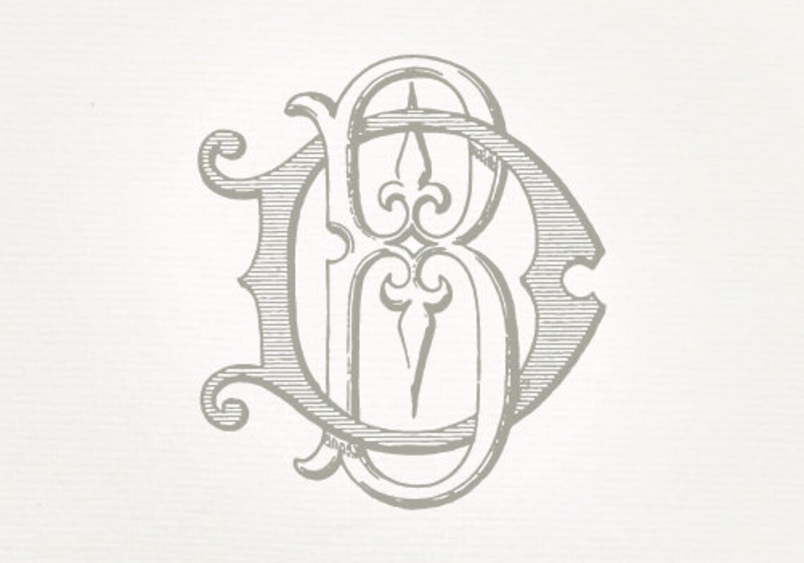Vintage Wedding Monogram BD DM Wedding Invitation, Digital Download ...