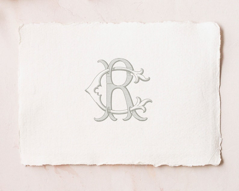 Vintage Wedding Monogram CR RC - Wedding Invitation, Digital Download ...