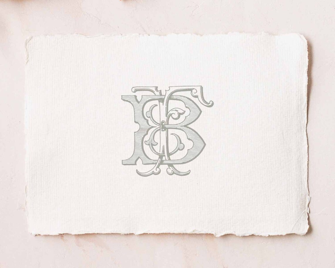 Vintage Wedding Monogram BF FB - Wedding Invitation, Digital Download ...