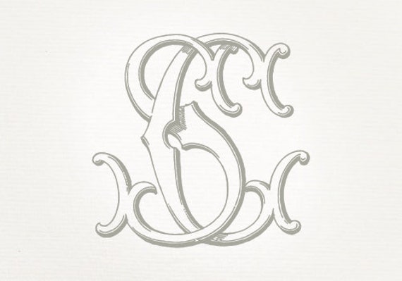 Vintage Wedding Monogram SC CS Wedding Invitation Digital | Etsy