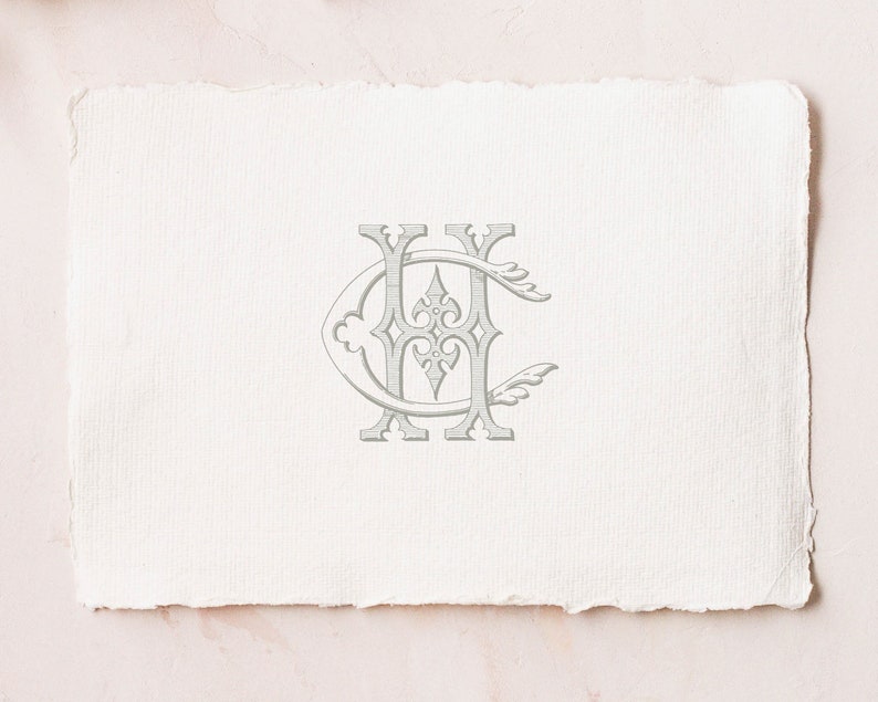 Vintage Wedding Monogram CH HC - Wedding Invitation, Digital Download ...