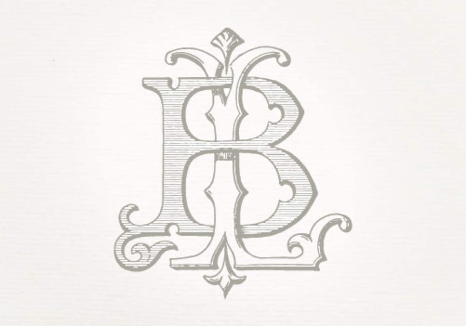 Vintage Wedding Monogram BL LB - Wedding Invitation, Digital Download ...