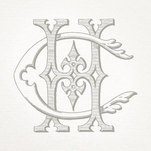 Vintage Wedding Monogram CH HC - Wedding Invitation, Digital Download ...