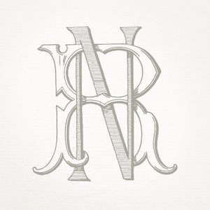Vintage Wedding Monogram NR RN - Wedding Invitation, Digital Download ...