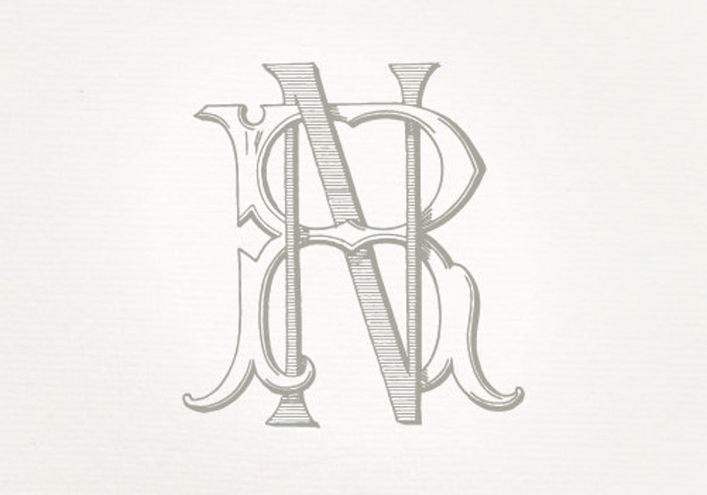 Vintage Wedding Monogram NR RN - Wedding Invitation, Digital Download ...