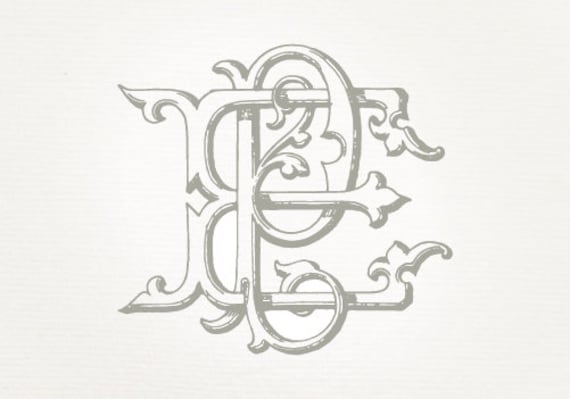 Vintage Wedding Monogram EP PE Wedding Invitation Digital | Etsy