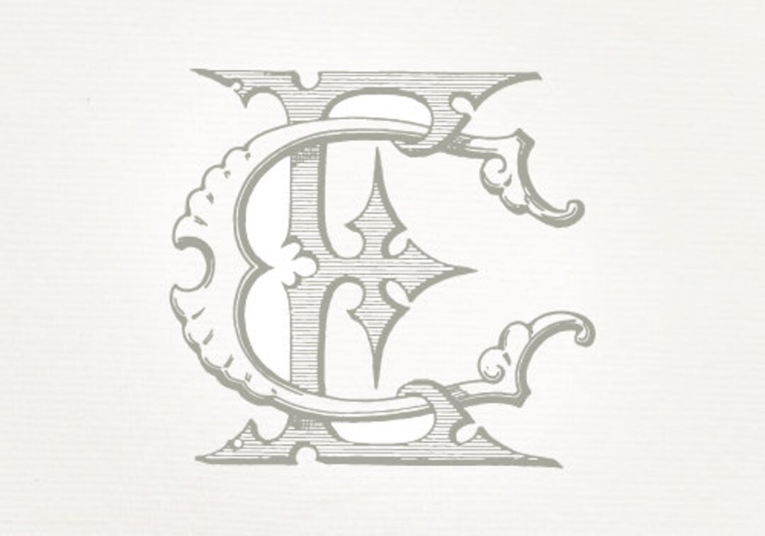 Vintage Wedding Monogram CE EC - Wedding Invitation, Digital Download ...