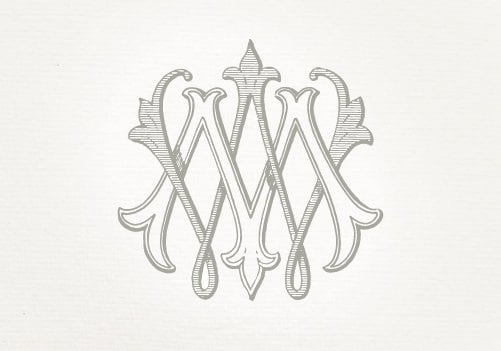 Vintage Wedding Monogram MW WM - Wedding Invitation, Digital Download ...