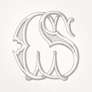 Vintage Wedding Monogram CS SC - Wedding Invitation, Digital Download ...