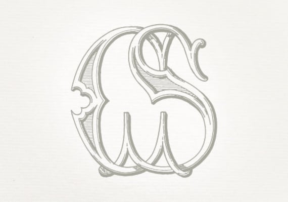 Vintage Wedding Monogram CS SC Wedding Invitation Digital | Etsy