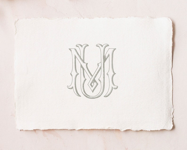 Buy Vintage Wedding Monogram MU UM - Wedding Invitation, Digital ...