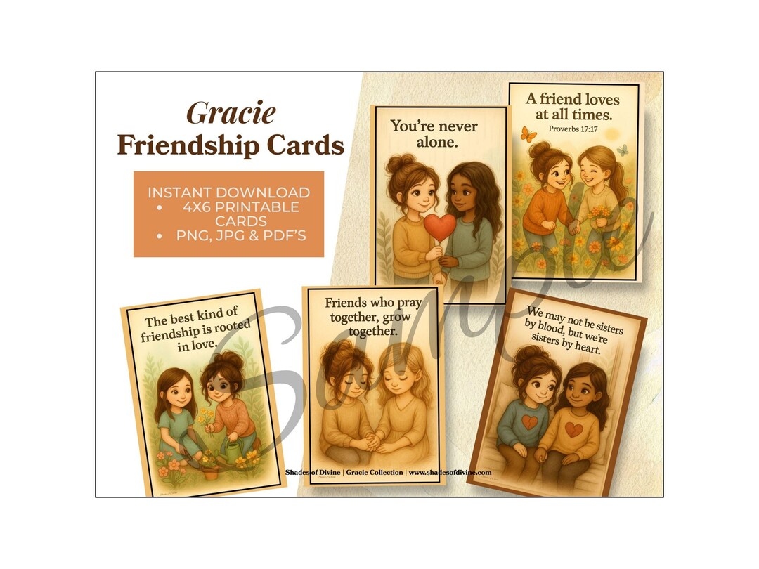 Friendship Scripture & Faith Printables - Gracie Inspirational Card ...