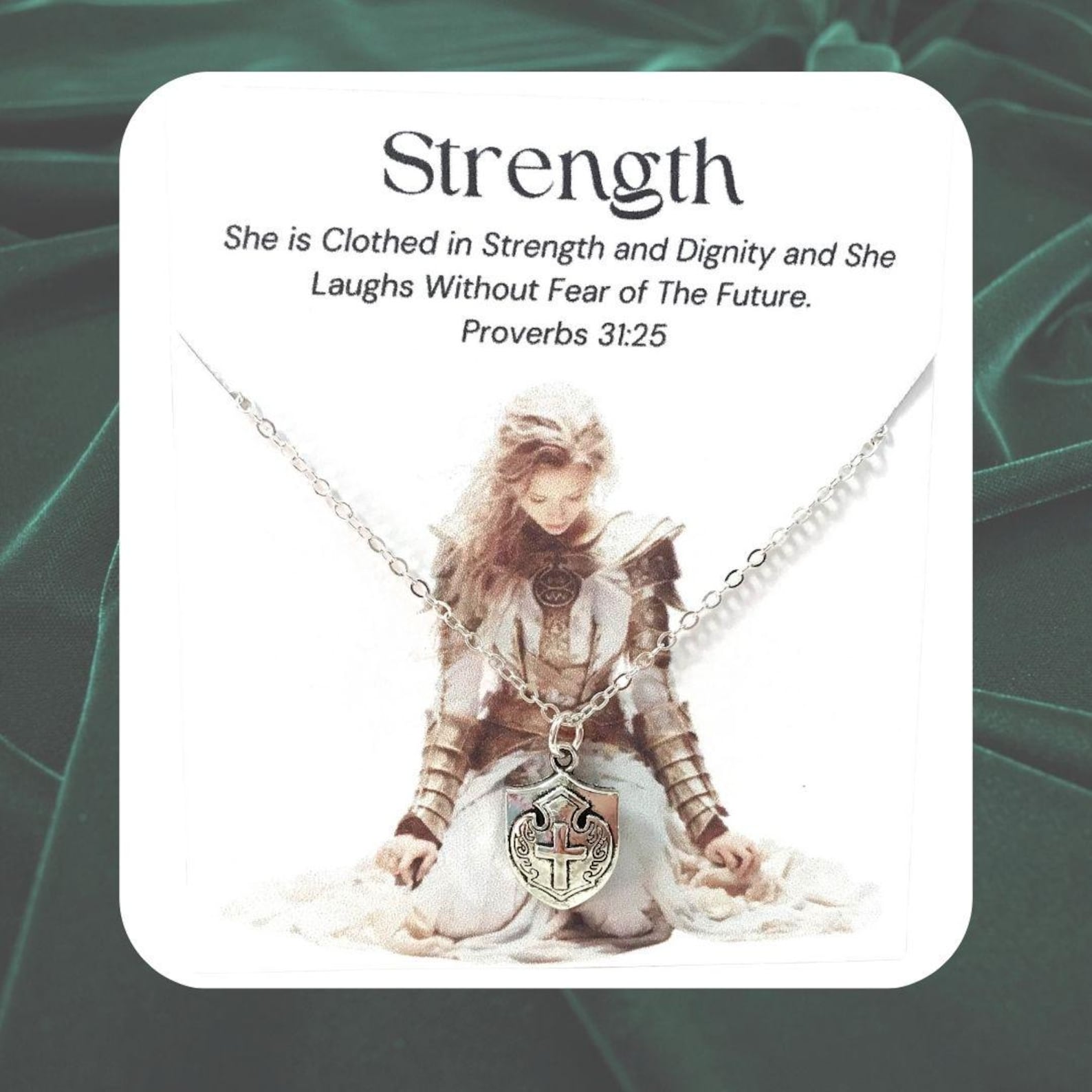 Armor of God Pendant - Strength Shield Necklace – | Proverbs 31:25 ...