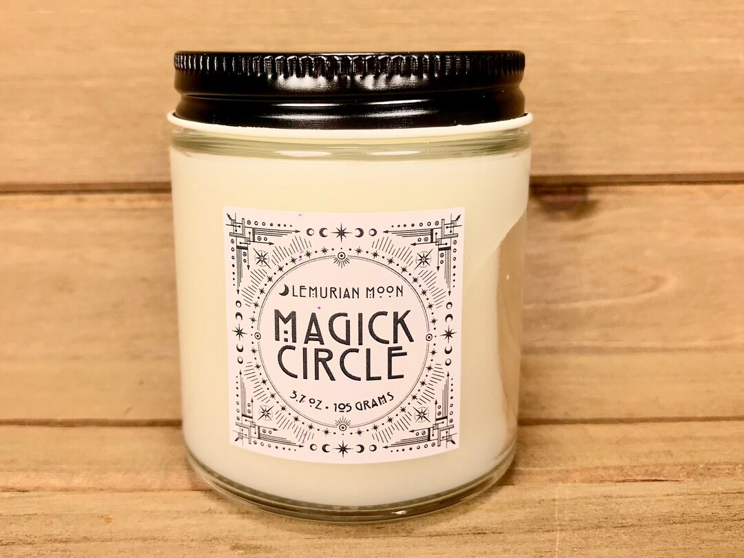 Magick Circle Scented White Wood Wick Candle, Circle Casting Witch Candle, Sage, Sea Salt ...