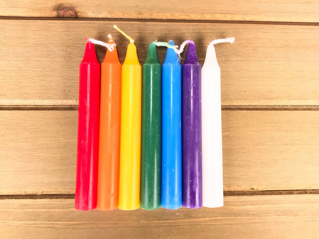 Rainbow Spell Candle Set, 7 Chakra Colors, Charm Chime 4" Candles ...