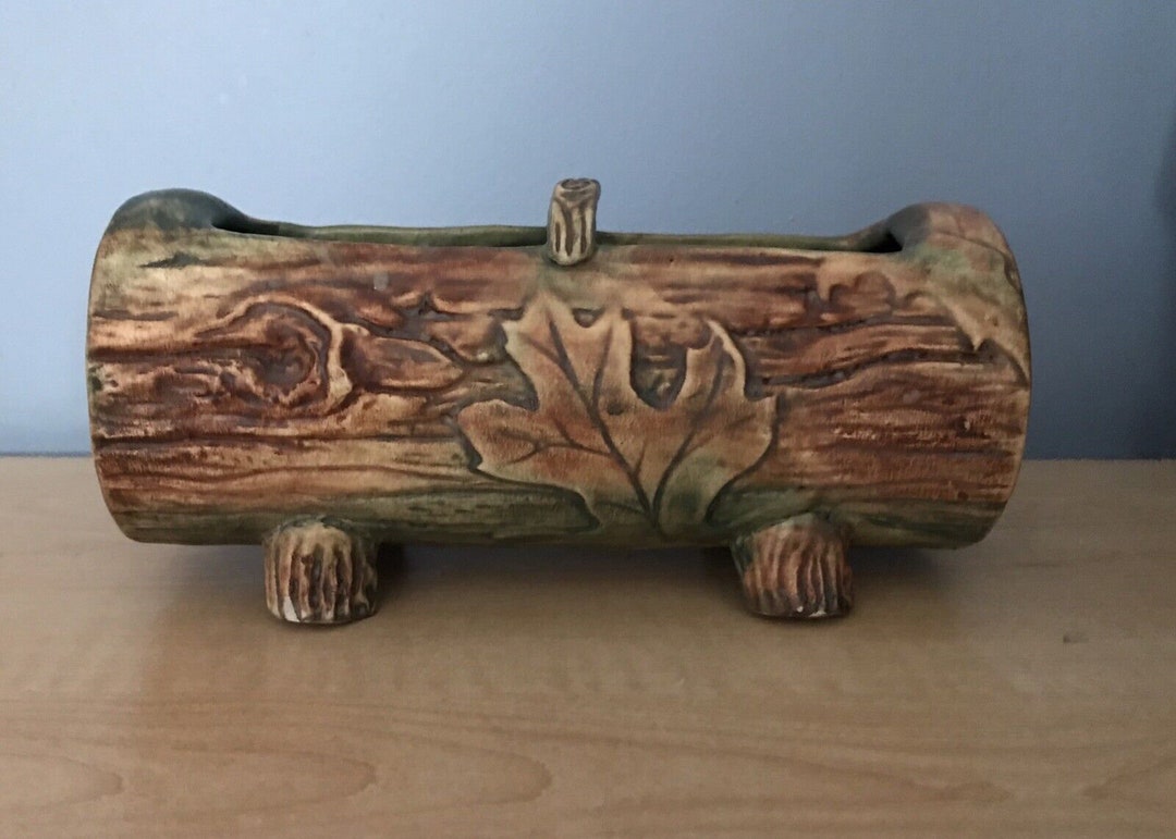 Antique Weller Pottery Ceramic Log Planter GUC - Etsy