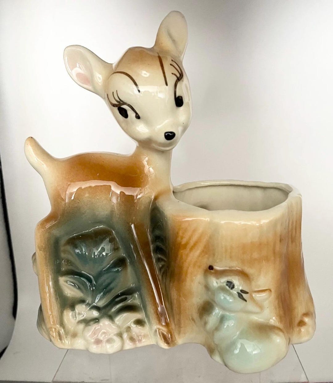 Vintage Bambi & Thumper Ceramic Planter GUC - Etsy