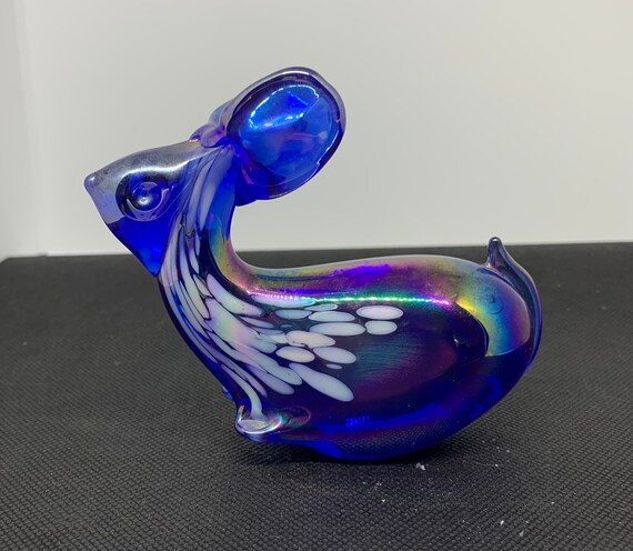 Art & Collectibles Glass Art Balos Cobalt Art Glass Iridescent Deer ...