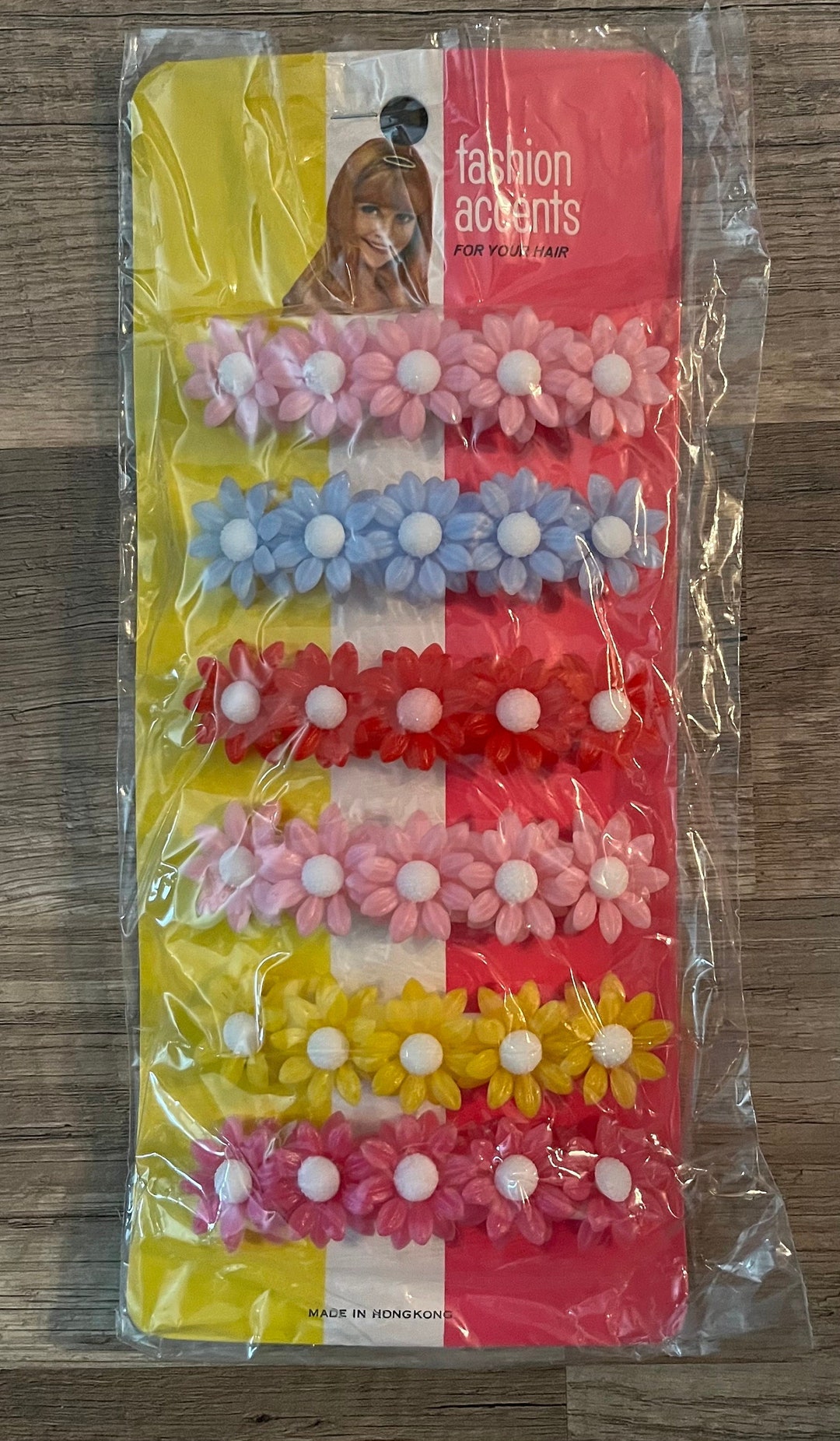 Vintage 1970’s Dime Store Plastic Daisy Hair Barrettes NOS in Packaging ...