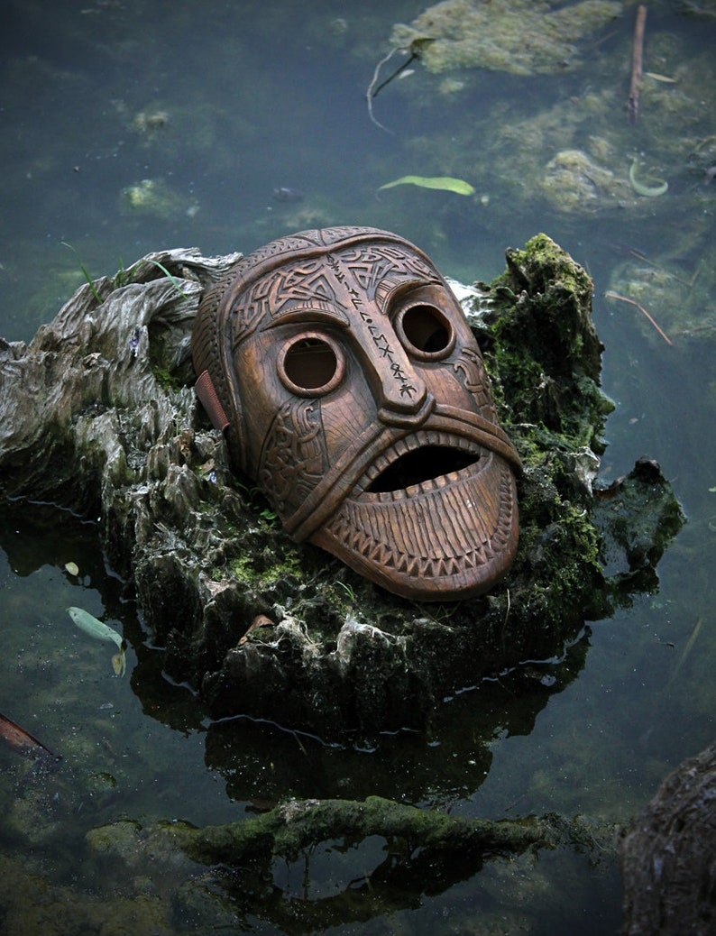 Viking Celtic Mask/carved Wooden Mask | Etsy