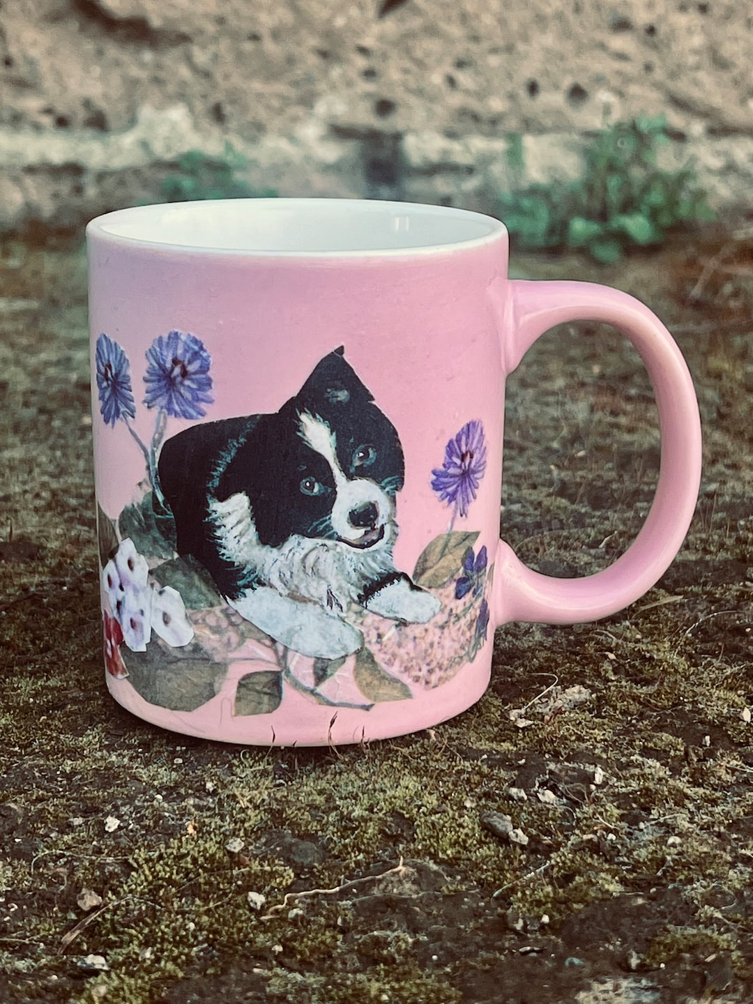 Border Collie Art Border Collie Puppy Gift Beautiful Mug Pink Mug ...