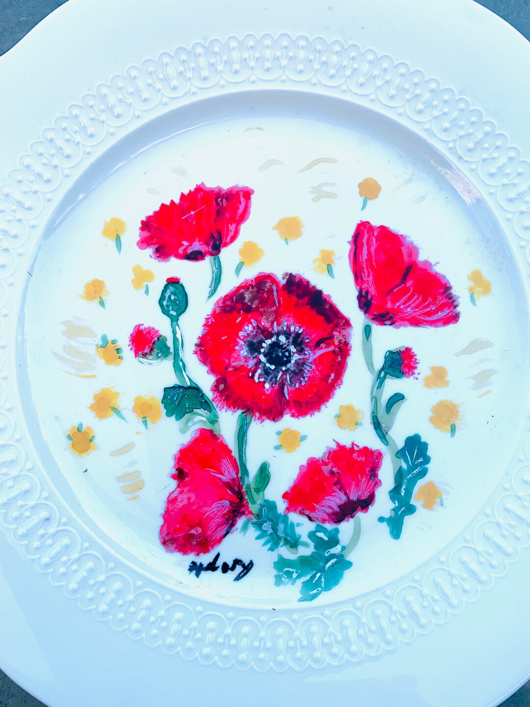 Poppies Plate Poppies Plate Vintage Porcelain Painted Poppies - Etsy