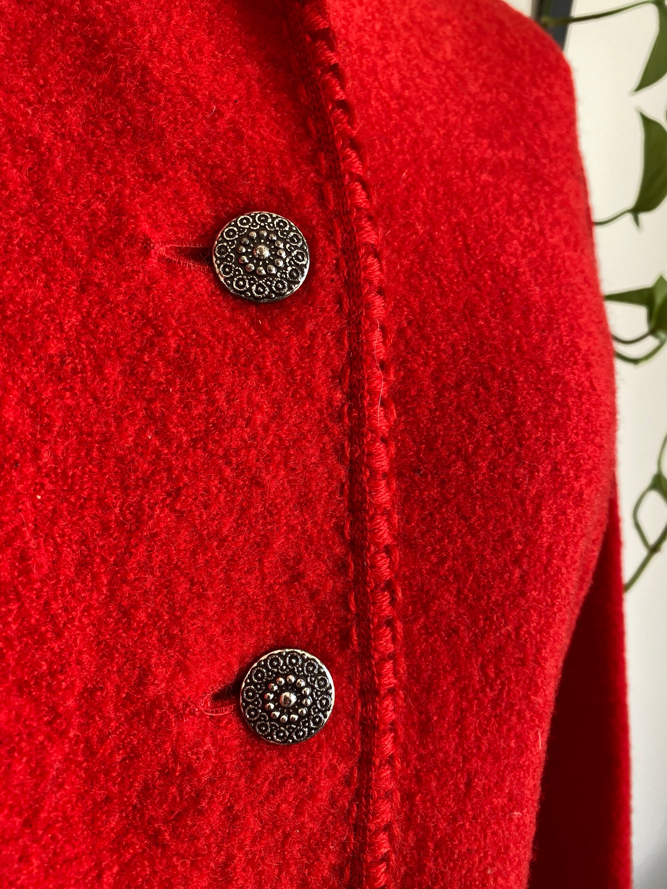 Vintage Red Wool Cardigan, Victorian Style Sweater Cardigan, Wool ...