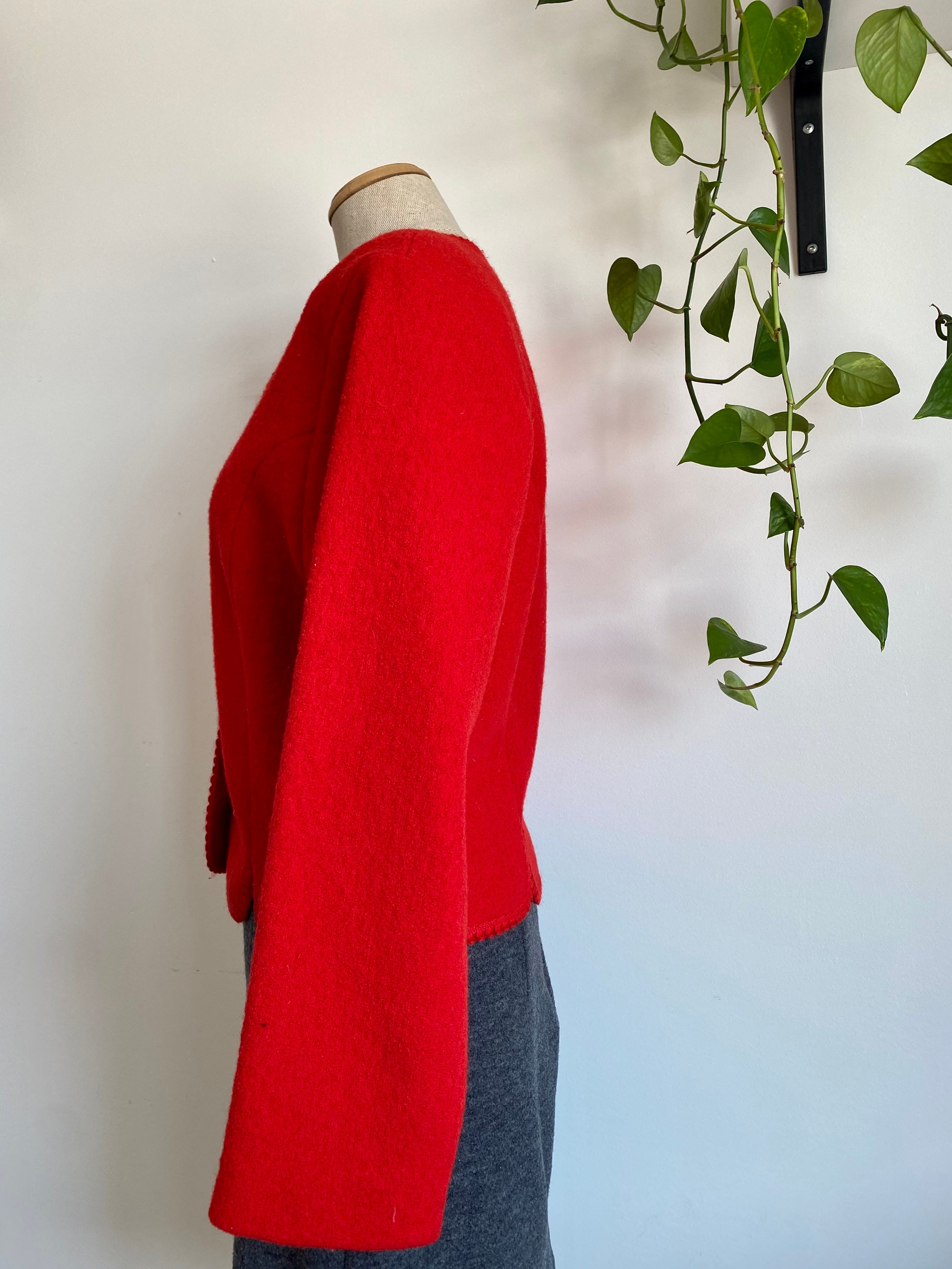Vintage Red Wool Cardigan, Victorian Style Sweater Cardigan, Wool ...