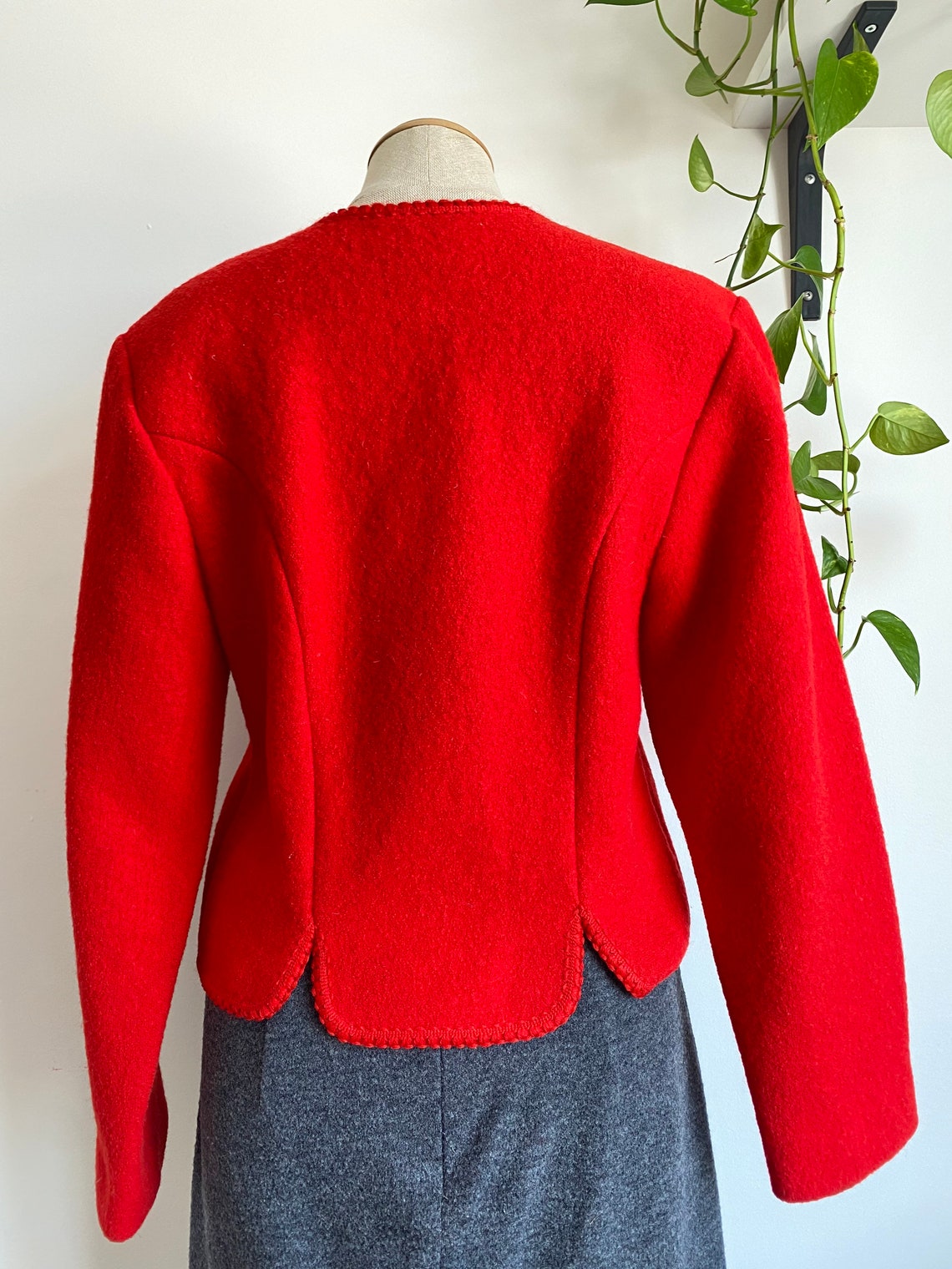 Vintage Red Wool Cardigan, Victorian Style Sweater Cardigan, Wool ...