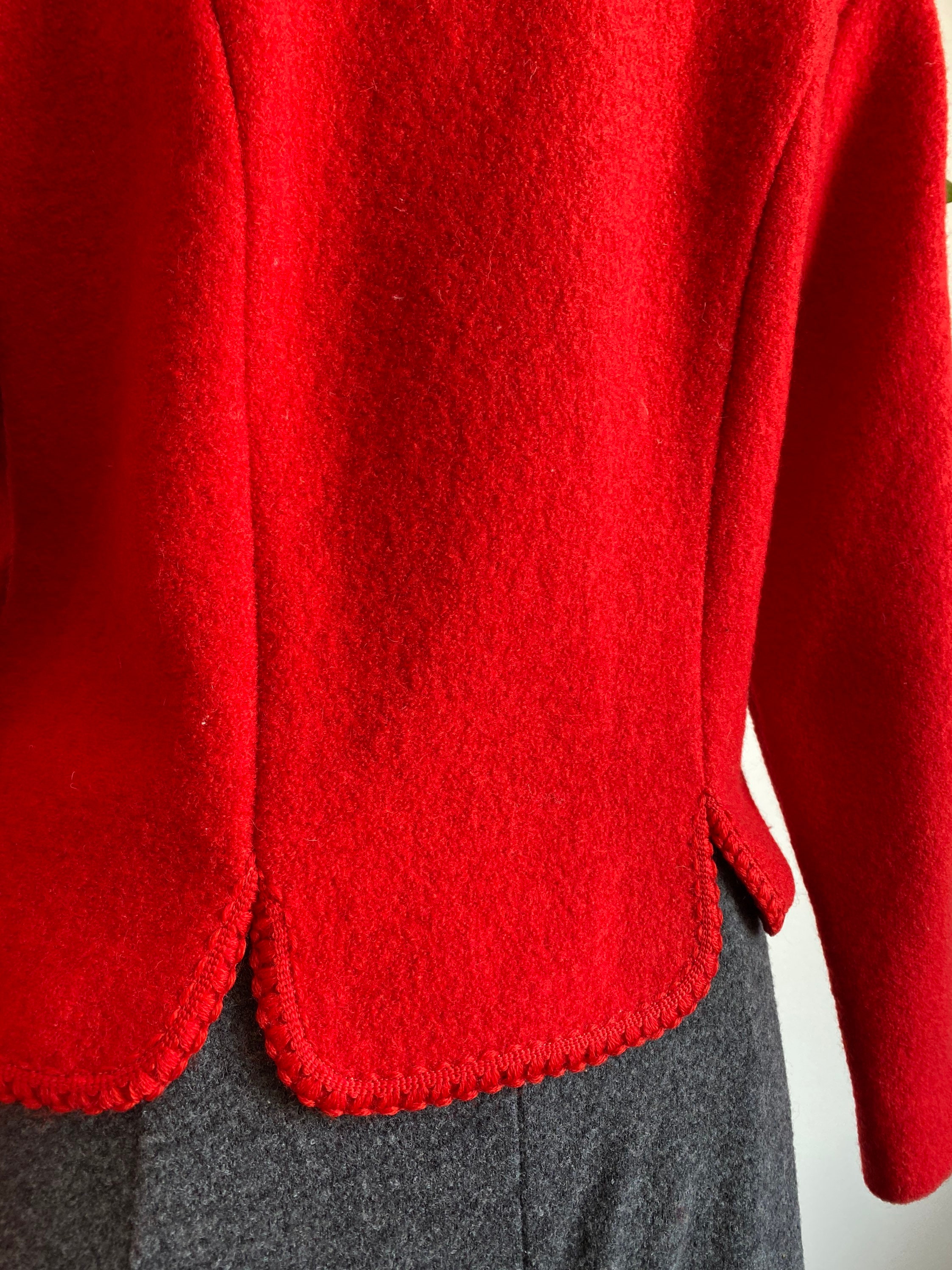 Vintage Red Wool Cardigan, Victorian Style Sweater Cardigan, Wool ...