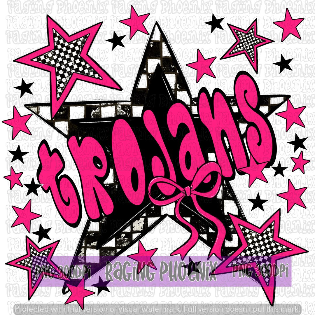 TROJANS Star-pink/black-digital Download-png - Etsy