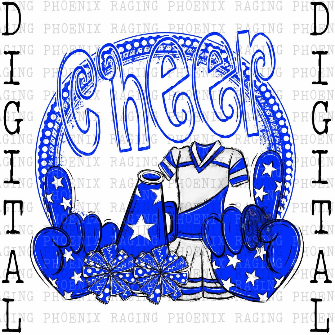 Cheer Blue/white-circle Cheer-digital Download-png - Etsy