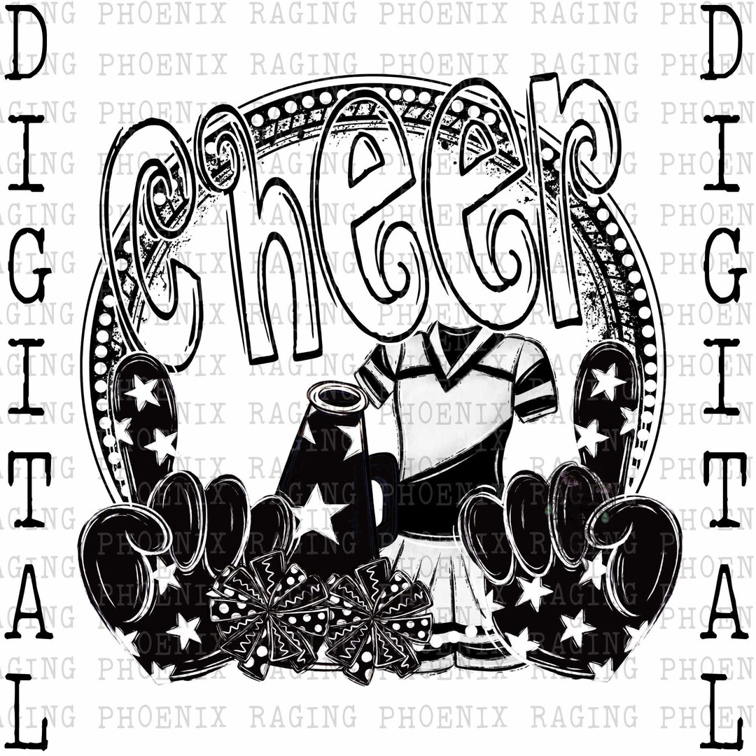 Cheer Black/white-circle Cheer-digital Download-png - Etsy