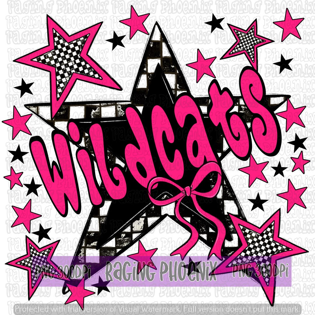 WILDCATS Star-pink/black-digital Download-png - Etsy