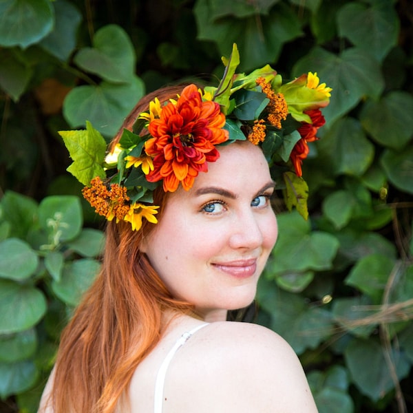 Orange Flower Crown - Etsy
