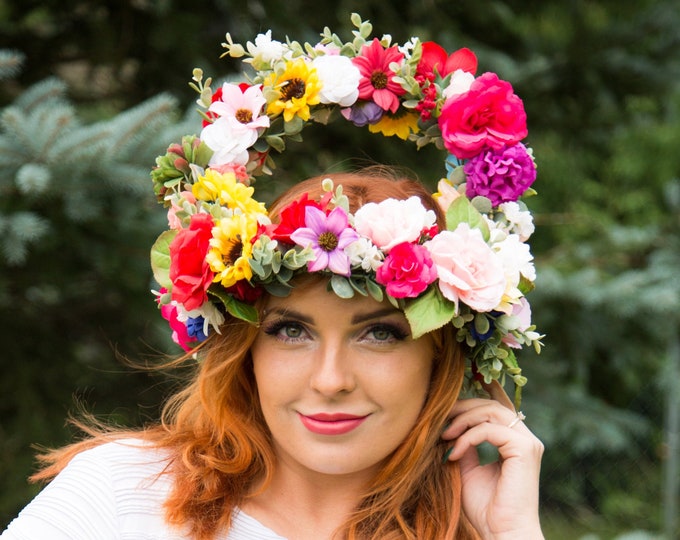Midsommar May Queen Crown, Flower Crown With Arch, Giant Flower Crown ...