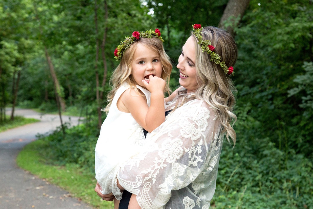 Mossy Rose Toddler Crown, Floral Wreaths for Kids, Mommy and Daughter ...