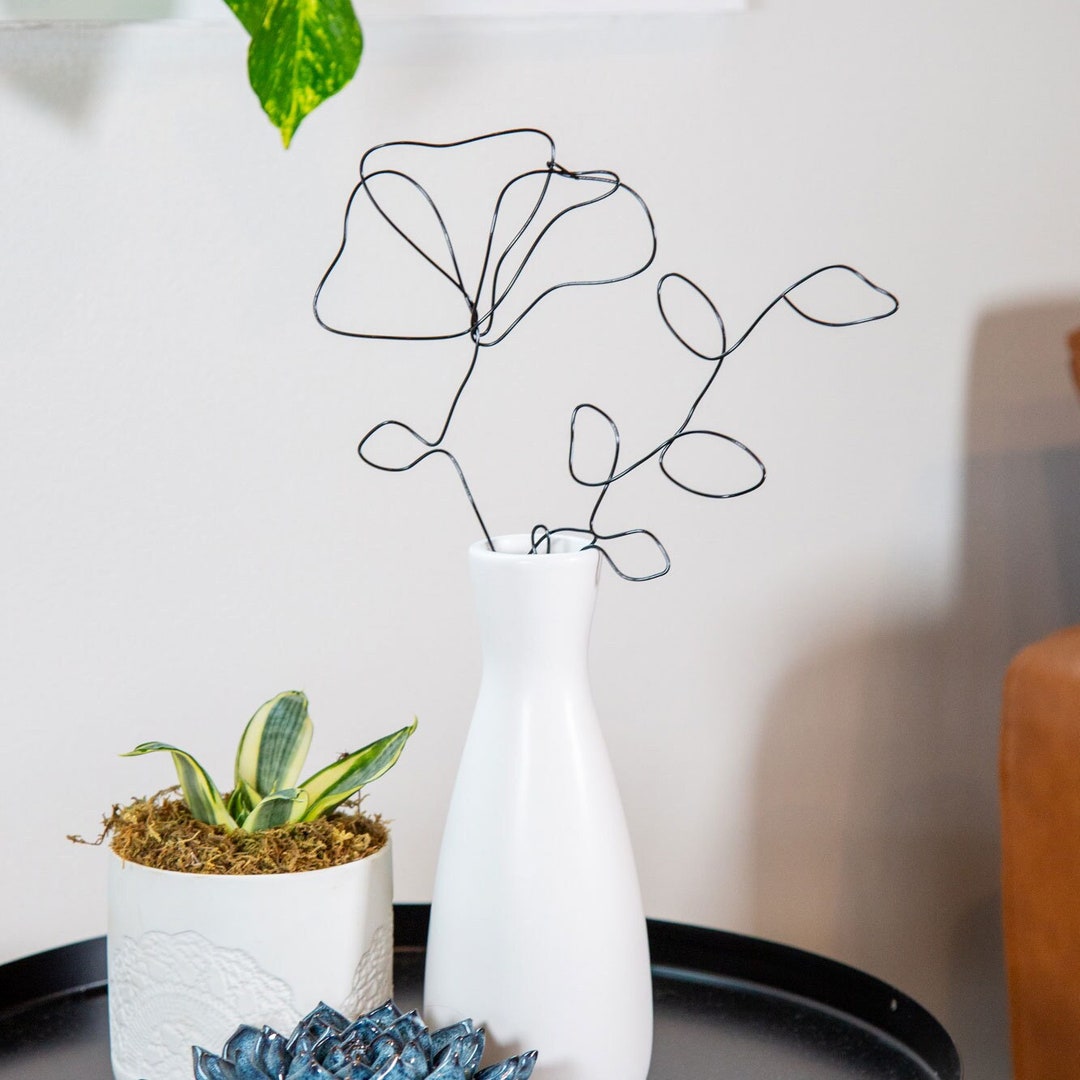 Black Wire Abstract Flower, Metal Flower Bouquet, Wire Art, Wire ...
