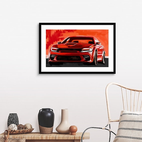Combination automotive painting SRT art print Blue green charger ...