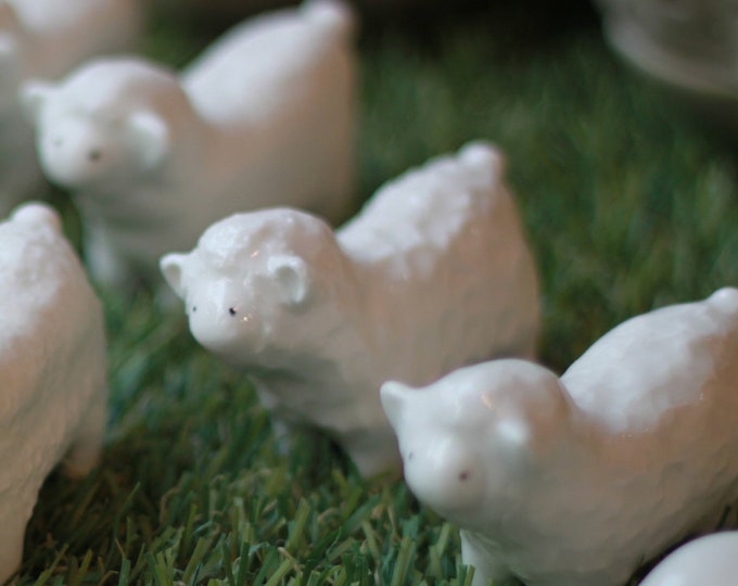 Set of Three Small Ceramics White Sheep, Porcelain, Handmade, Ceramic ...