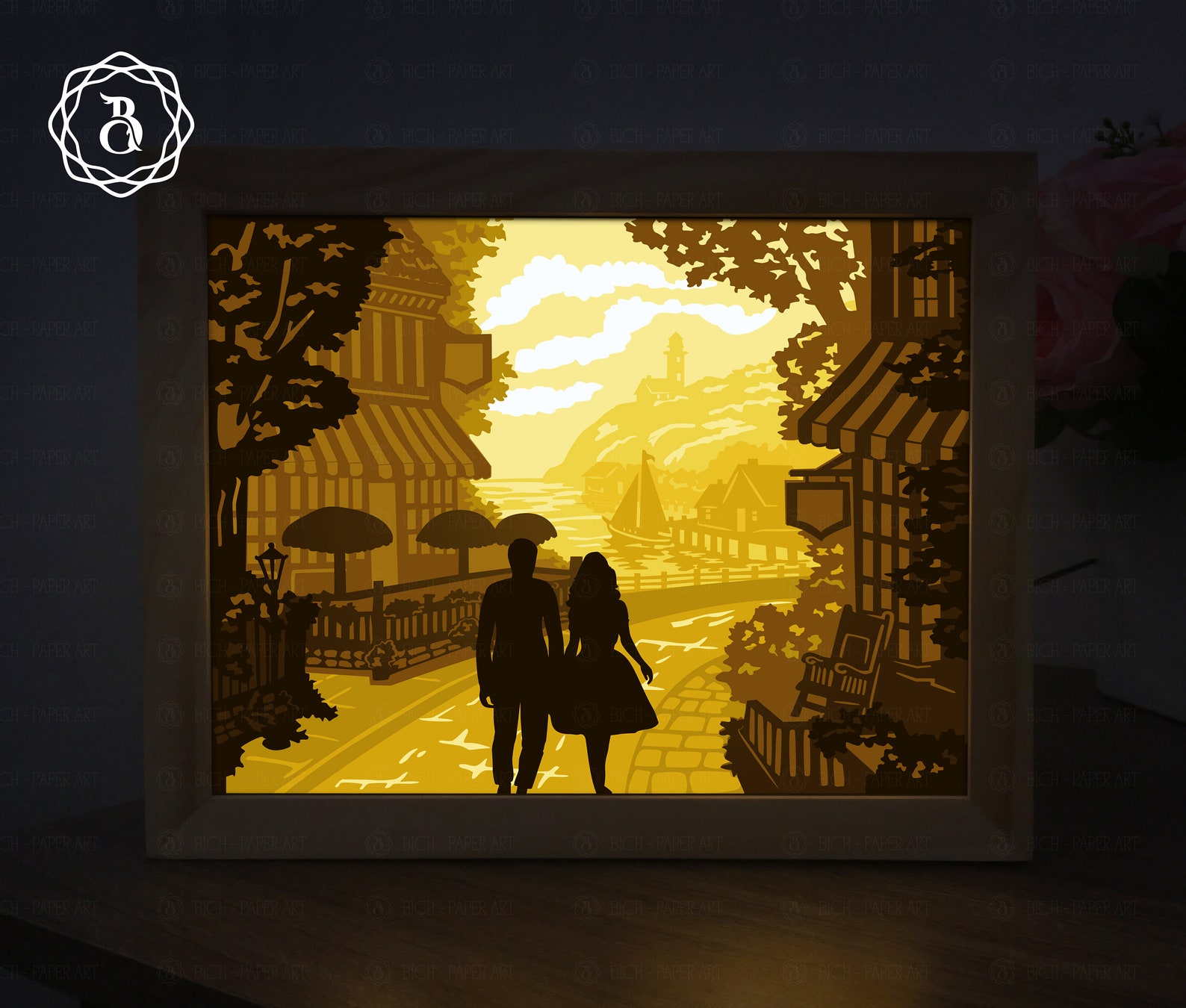 Couple in Love Shadow Box Template, Paper Cutting Template, Light Box ...