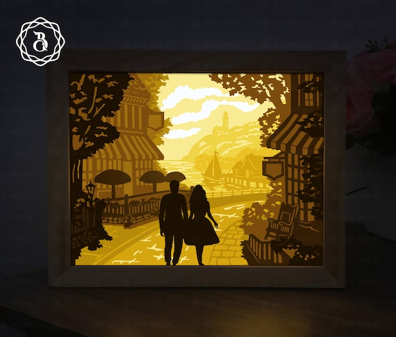 Couple in Love Shadow Box Template Paper Cutting Template | Etsy