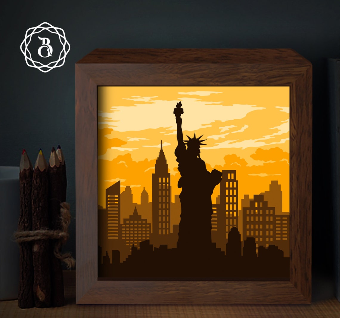 Combo of 4 Light Box Templates: City in the U.S Shadow Box - Etsy
