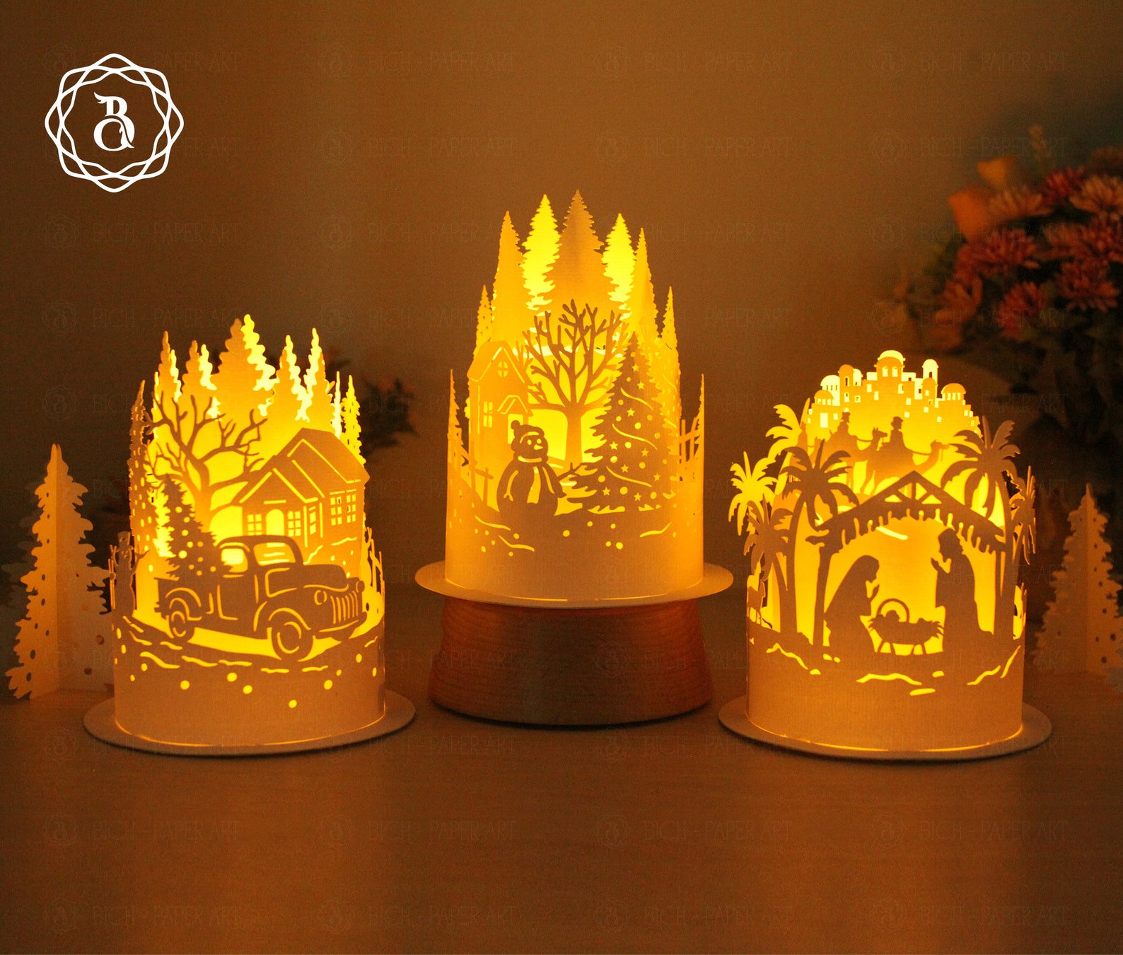 Combo 3 Items Paper Cut Lamp for Christmas DIY Paper Cut - Etsy UK