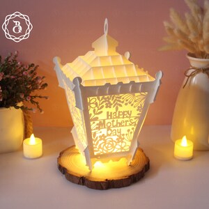Happy Mothers Day Candle Holder Paper Cut Lanterns, Tealight Lantern ...