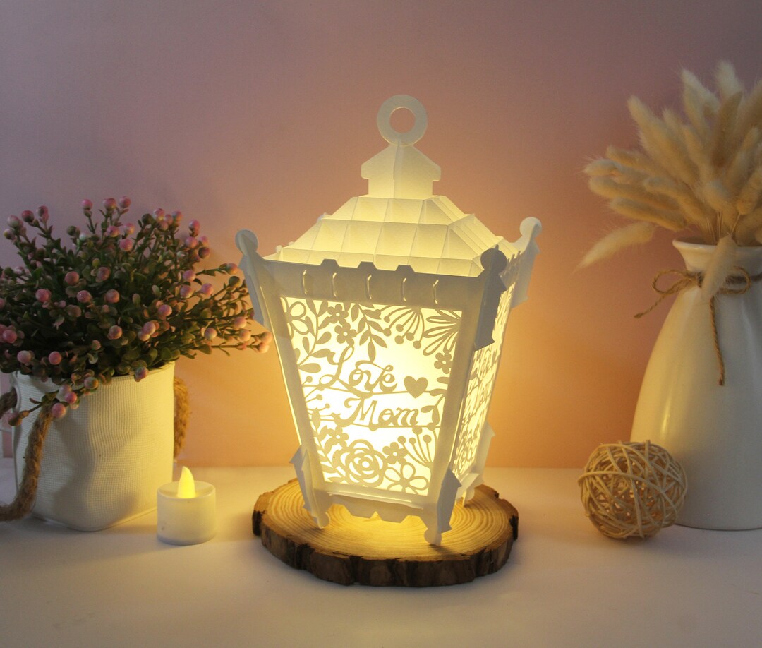Love Mom Paper Lantern SVG: Candle Holder Template (digital Download ...